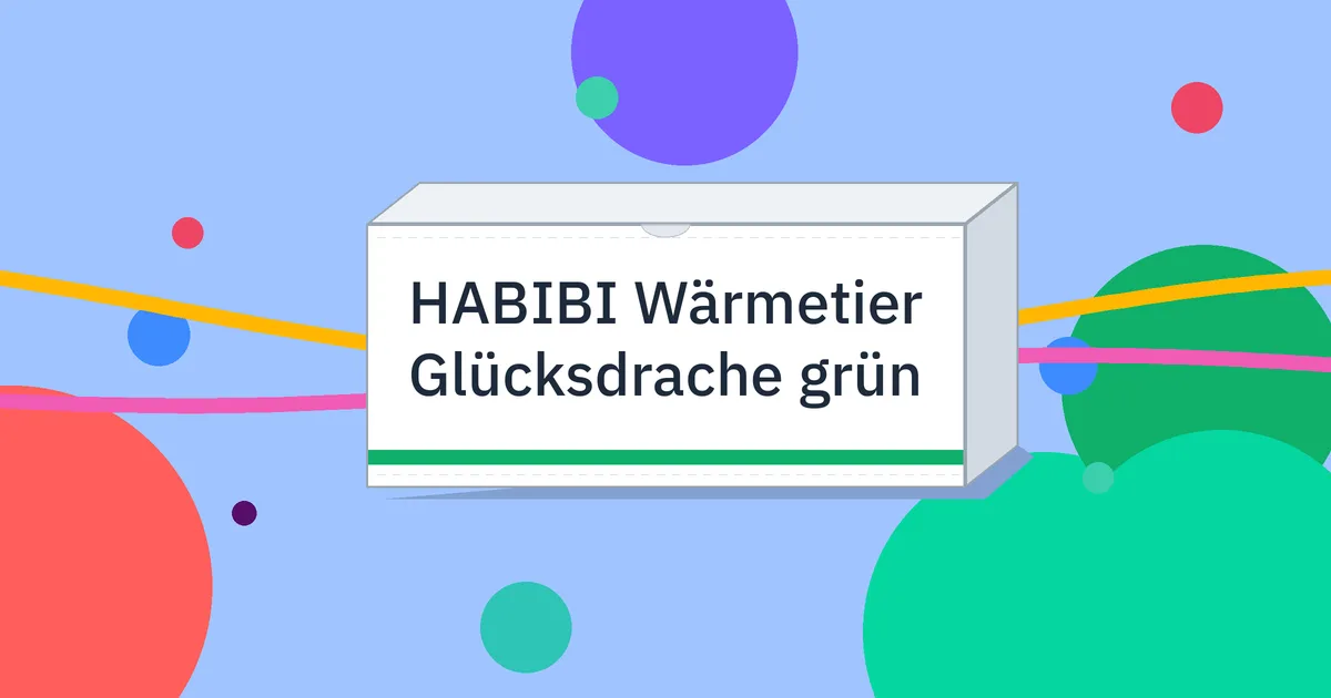 Symbolbild: Packung mit der Aufschrift HABIBI Wärmetier Glücksdrache grün (PZN 20044399) – Verfügbarkeit und Bezug in Apotheken in Frankfurt am Main