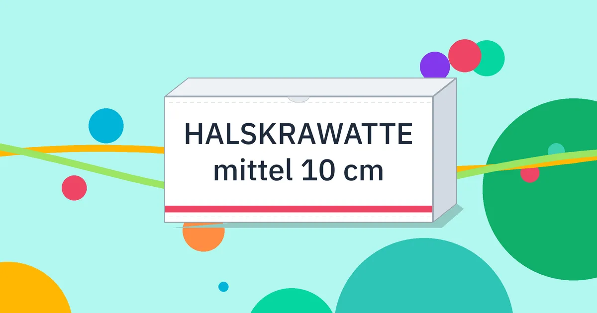 Symbolbild: Packung mit der Aufschrift HALSKRAWATTE mittel 10 cm (PZN 07094553) – Verfügbarkeit und Bezug in Apotheken in Frankfurt am Main
