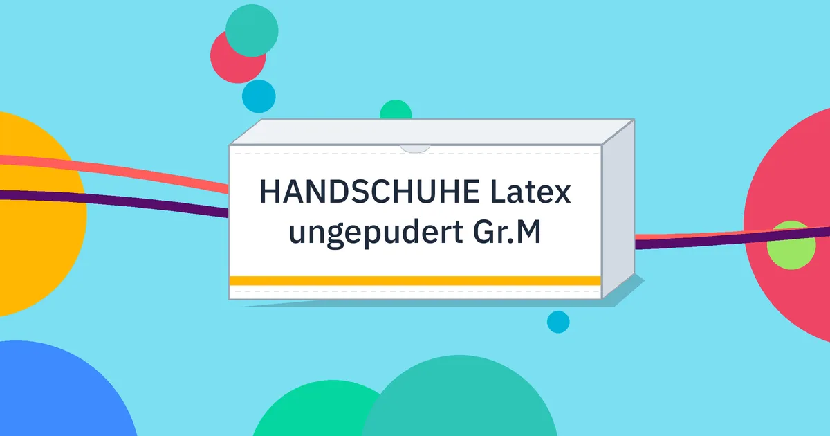Symbolbild: Packung mit der Aufschrift HANDSCHUHE Latex ungepudert Gr.M (PZN 01116874) – Verfügbarkeit und Bezug in Apotheken in Frankfurt am Main