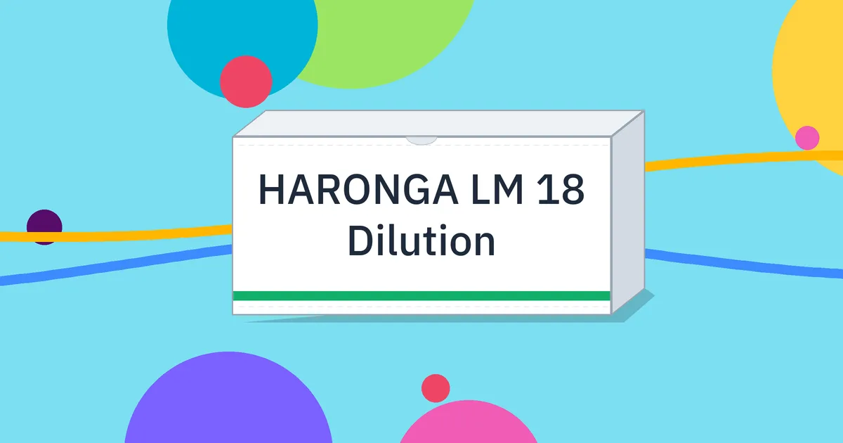 Symbolbild: Packung mit der Aufschrift HARONGA LM 18 Dilution (PZN 13550305) – Verfügbarkeit und Bezug in Apotheken in Frankfurt am Main