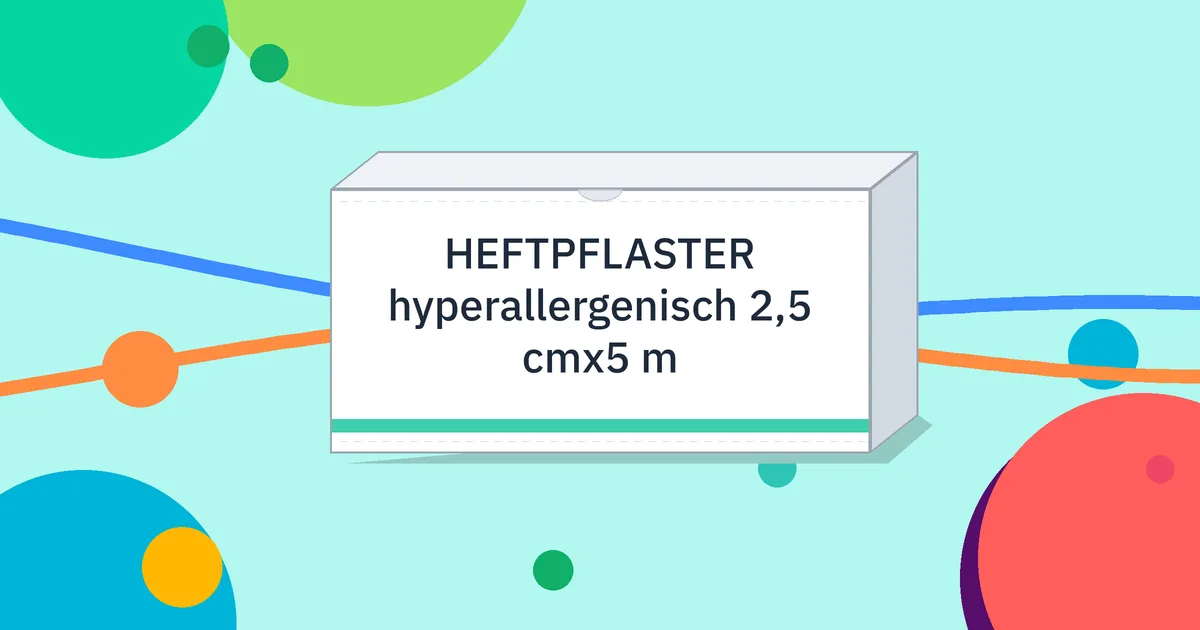 Symbolbild: Packung mit der Aufschrift HEFTPFLASTER hyperallergenisch 2,5 cmx5 m (PZN 07244573) – Verfügbarkeit und Bezug in Apotheken in Frankfurt am Main