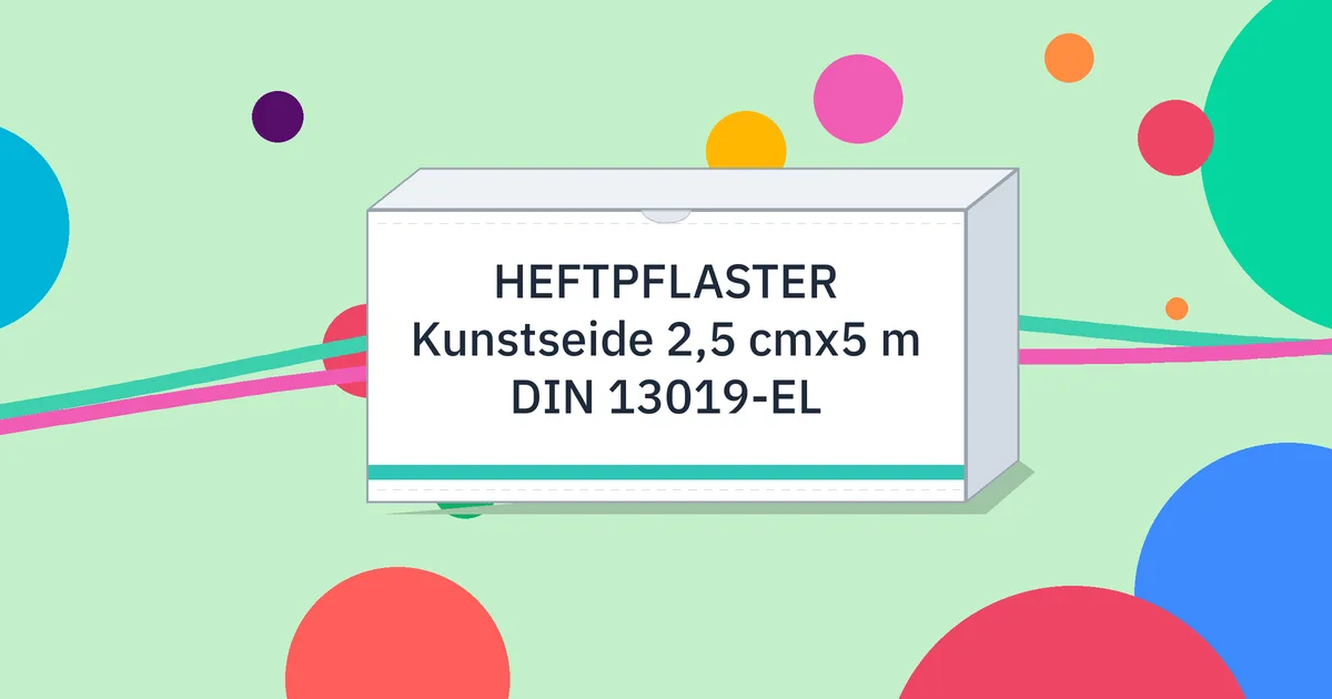 Symbolbild: Packung mit der Aufschrift HEFTPFLASTER Kunstseide 2,5 cmx5 m DIN 13019-EL (PZN 07660610) – Verfügbarkeit und Bezug in Apotheken in Frankfurt am Main