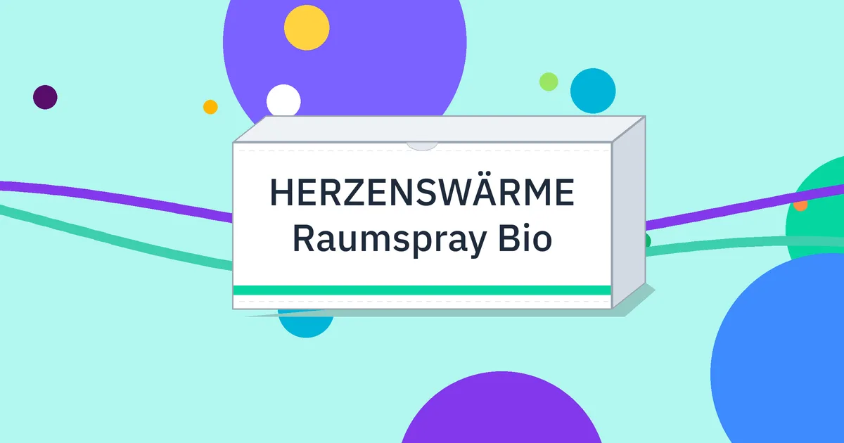 Symbolbild: Packung mit der Aufschrift HERZENSWÄRME Raumspray Bio (PZN 15394708) – Verfügbarkeit und Bezug in Apotheken in Frankfurt am Main