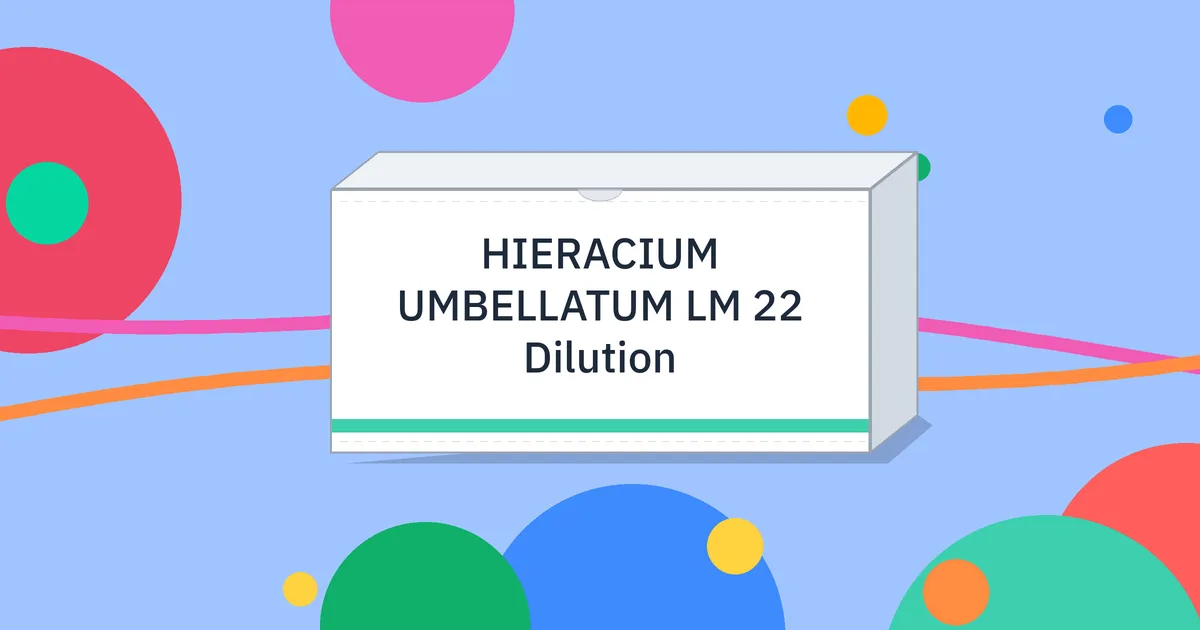Symbolbild: Packung mit der Aufschrift HIERACIUM UMBELLATUM LM 22 Dilution (PZN 13554059) – Verfügbarkeit und Bezug in Apotheken in Frankfurt am Main