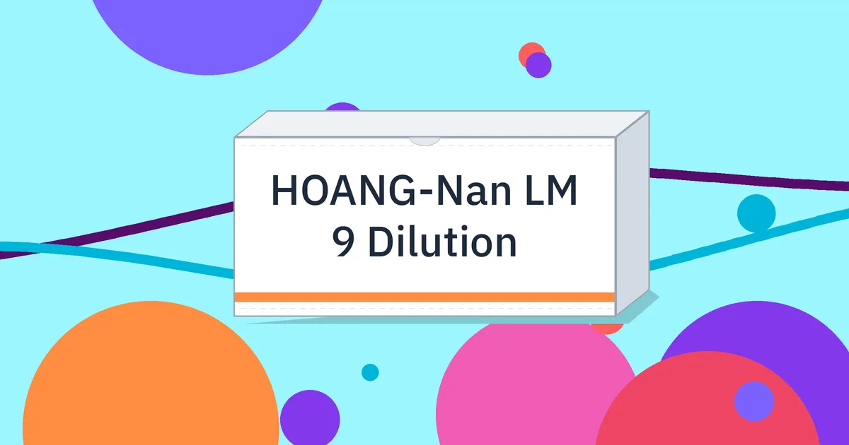 Symbolbild: Packung mit der Aufschrift HOANG-Nan LM 9 Dilution (PZN 12889220) – Verfügbarkeit und Bezug in Apotheken in Frankfurt am Main