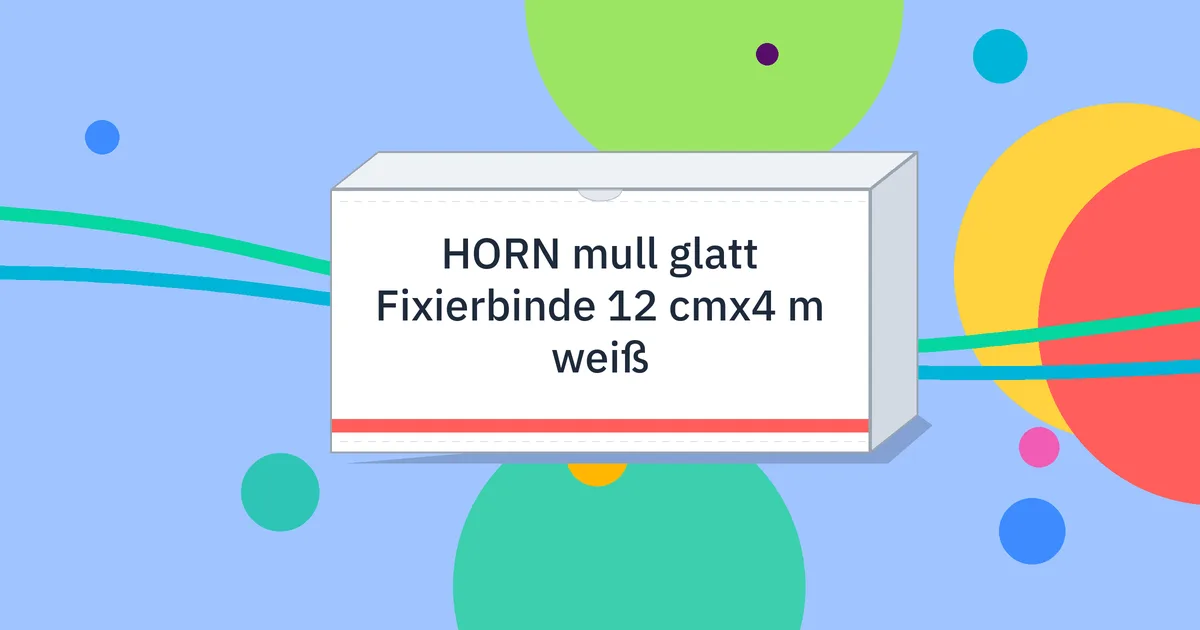 Symbolbild: Packung mit der Aufschrift HORN mull glatt Fixierbinde 12 cmx4 m weiß (PZN 04662028) – Verfügbarkeit und Bezug in Apotheken in Frankfurt am Main