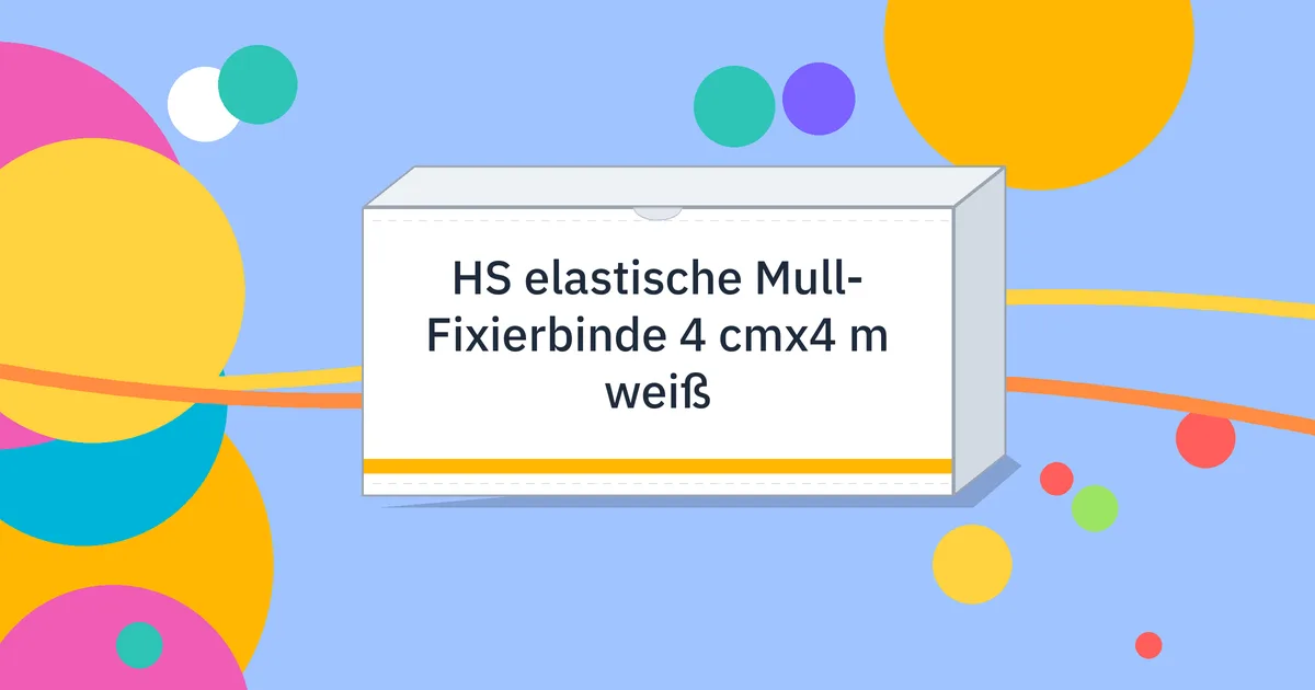 Symbolbild: Packung mit der Aufschrift HS elastische Mull-Fixierbinde 4 cmx4 m weiß (PZN 09741560) – Verfügbarkeit und Bezug in Apotheken in Frankfurt am Main