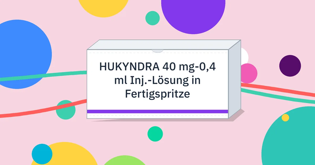 Symbolbild: Packung mit der Aufschrift HUKYNDRA 40 mg-0,4 ml Inj.-Lösung in Fertigspritze (PZN 17554599) – Verfügbarkeit und Bezug in Apotheken in Frankfurt am Main
