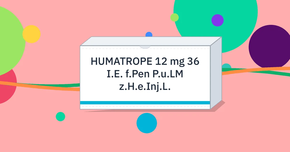Symbolbild: Packung mit der Aufschrift HUMATROPE 12 mg 36 I.E. f.Pen P.u.LM z.H.e.Inj.L. (PZN 06558878) – Verfügbarkeit und Bezug in Apotheken in Frankfurt am Main