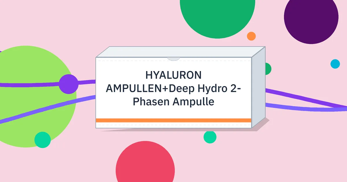 Symbolbild: Packung mit der Aufschrift HYALURON AMPULLEN+Deep Hydro 2-Phasen Ampulle (PZN 17230796) – Verfügbarkeit und Bezug in Apotheken in Frankfurt am Main