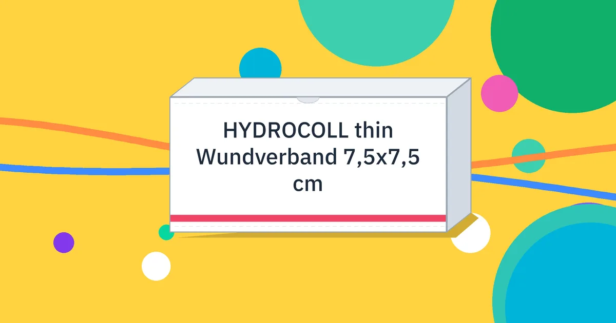 Symbolbild: Packung mit der Aufschrift HYDROCOLL thin Wundverband 7,5x7,5 cm (PZN 18110367) – Verfügbarkeit und Bezug in Apotheken in Frankfurt am Main