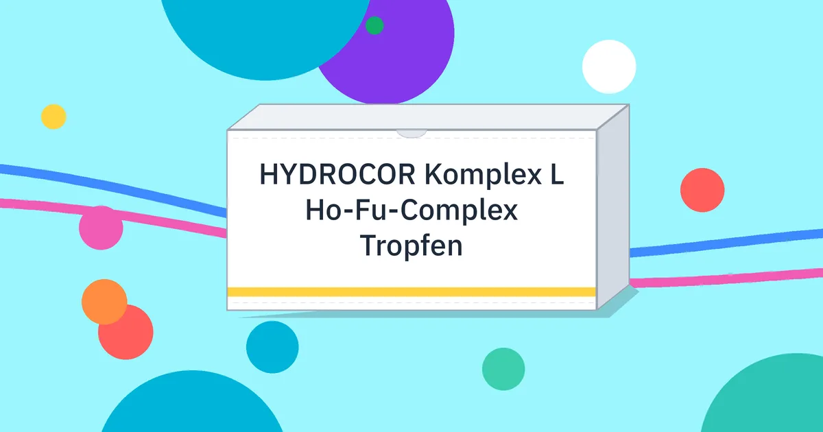 Symbolbild: Packung mit der Aufschrift HYDROCOR Komplex L Ho-Fu-Complex Tropfen (PZN 01742293) – Verfügbarkeit und Bezug in Apotheken in Frankfurt am Main