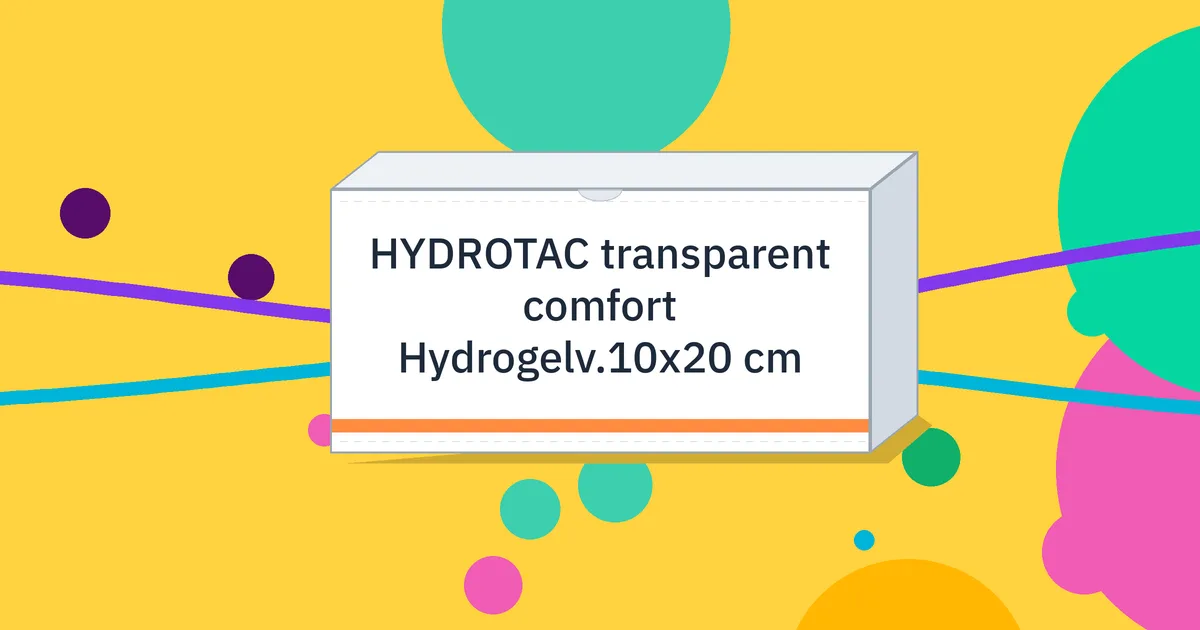 Symbolbild: Packung mit der Aufschrift HYDROTAC transparent comfort Hydrogelv.10x20 cm (PZN 17515671) – Verfügbarkeit und Bezug in Apotheken in Frankfurt am Main
