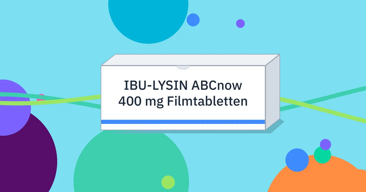 Symbolbild: Packung mit der Aufschrift IBU-LYSIN ABCnow 400 mg Filmtabletten (PZN 19796326) – Verfügbarkeit und Bezug in Apotheken in Frankfurt am Main