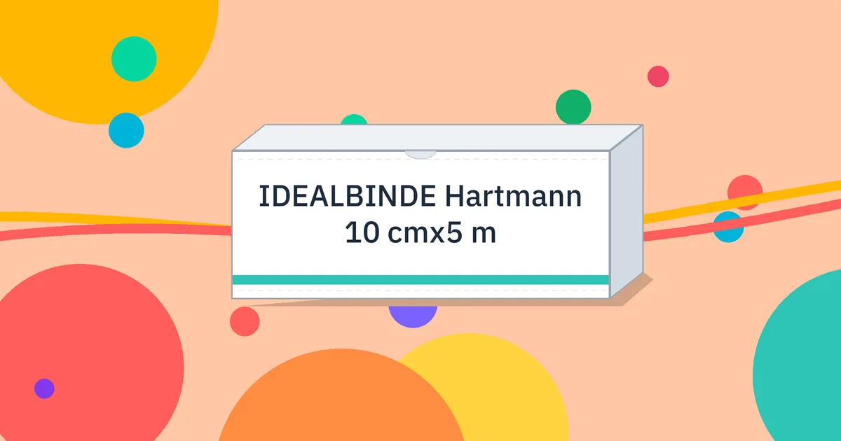Symbolbild: Packung mit der Aufschrift IDEALBINDE Hartmann 10 cmx5 m (PZN 01574393) – Verfügbarkeit und Bezug in Apotheken in Frankfurt am Main