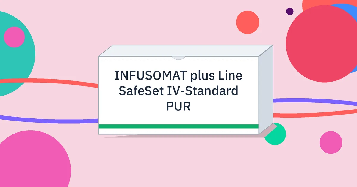 Symbolbild: Packung mit der Aufschrift INFUSOMAT plus Line SafeSet IV-Standard PUR (PZN 14332935) – Verfügbarkeit und Bezug in Apotheken in Frankfurt am Main
