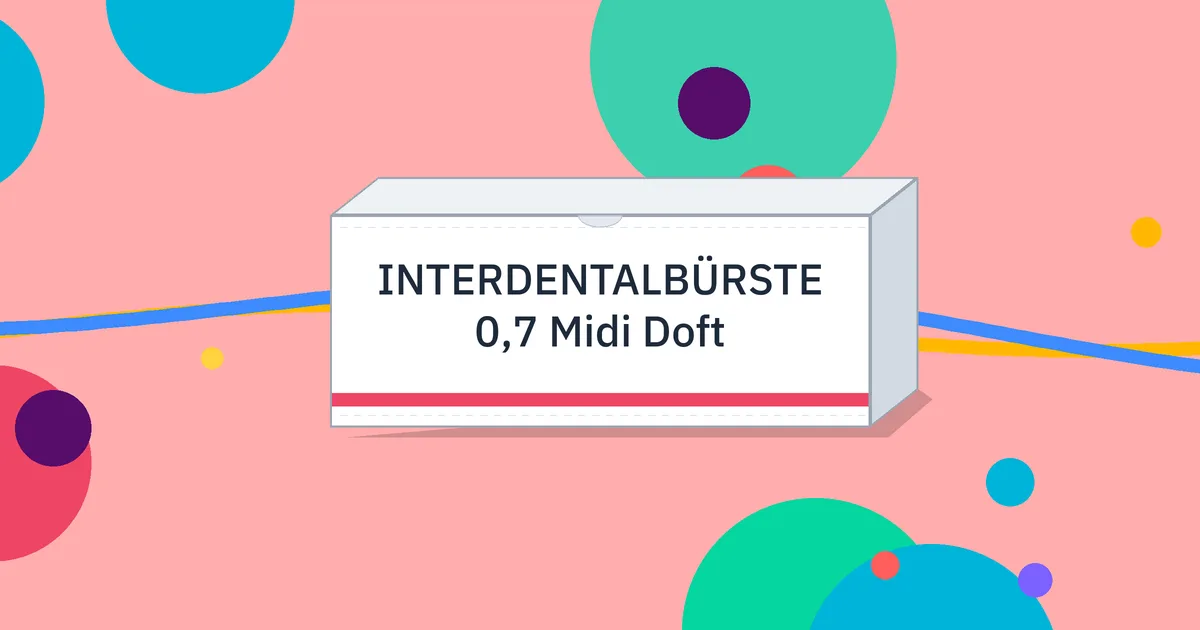 Symbolbild: Packung mit der Aufschrift INTERDENTALBÜRSTE 0,7 Midi Doft (PZN 03109387) – Verfügbarkeit und Bezug in Apotheken in Frankfurt am Main
