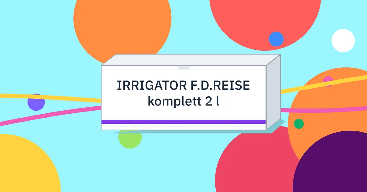 Symbolbild: Packung mit der Aufschrift IRRIGATOR F.D.REISE komplett 2 l (PZN 03174031) – Verfügbarkeit und Bezug in Apotheken in Frankfurt am Main
