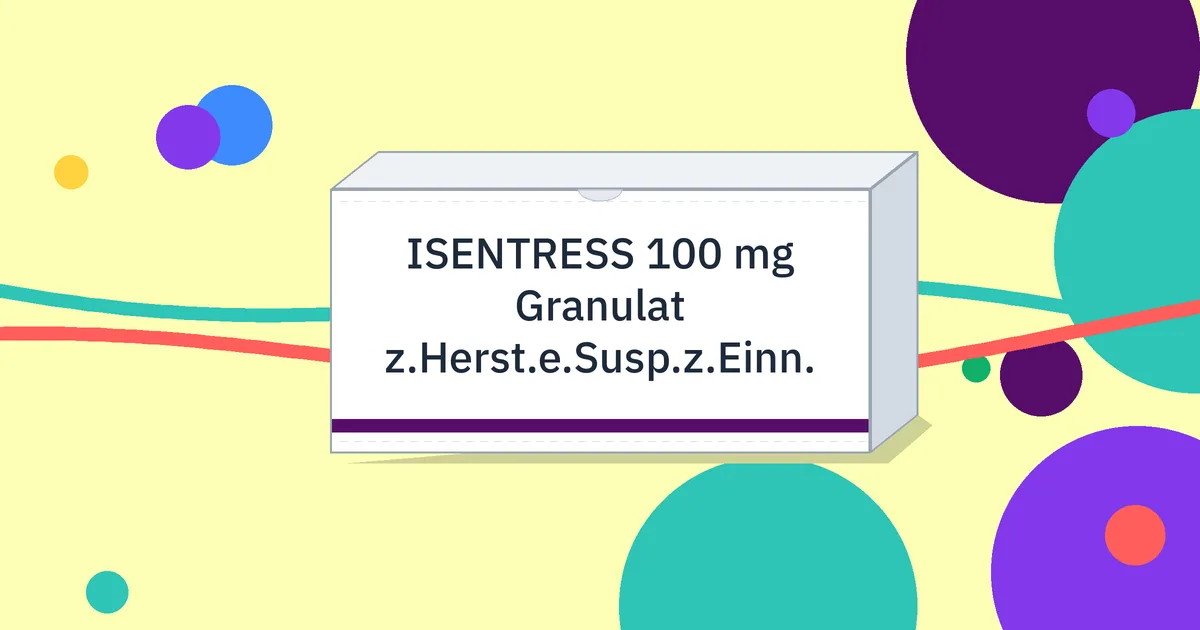 Symbolbild: Packung mit der Aufschrift ISENTRESS 100 mg Granulat z.Herst.e.Susp.z.Einn. (PZN 10820046) – Verfügbarkeit und Bezug in Apotheken in Frankfurt am Main