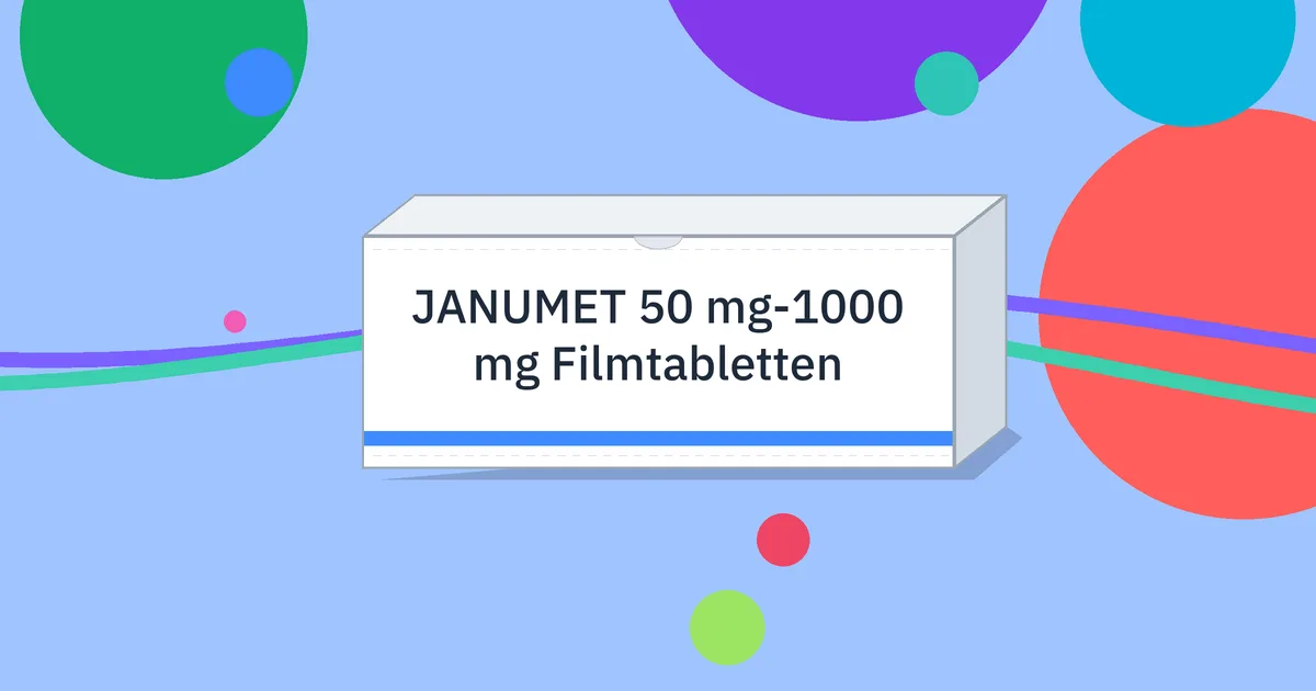 Symbolbild: Packung mit der Aufschrift JANUMET 50 mg-1000 mg Filmtabletten (PZN 18822381) – Verfügbarkeit und Bezug in Apotheken in Frankfurt am Main