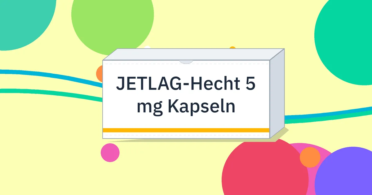Symbolbild: Packung mit der Aufschrift JETLAG-Hecht 5 mg Kapseln (PZN 08882525) – Verfügbarkeit und Bezug in Apotheken in Frankfurt am Main