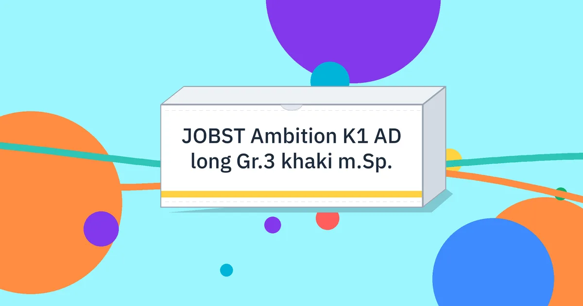 Symbolbild: Packung mit der Aufschrift JOBST Ambition K1 AD long Gr.3 khaki m.Sp. (PZN 11019907) – Verfügbarkeit und Bezug in Apotheken in Frankfurt am Main