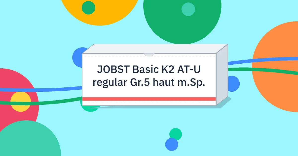 Symbolbild: Packung mit der Aufschrift JOBST Basic K2 AT-U regular Gr.5 haut m.Sp. (PZN 13060759) – Verfügbarkeit und Bezug in Apotheken in Frankfurt am Main