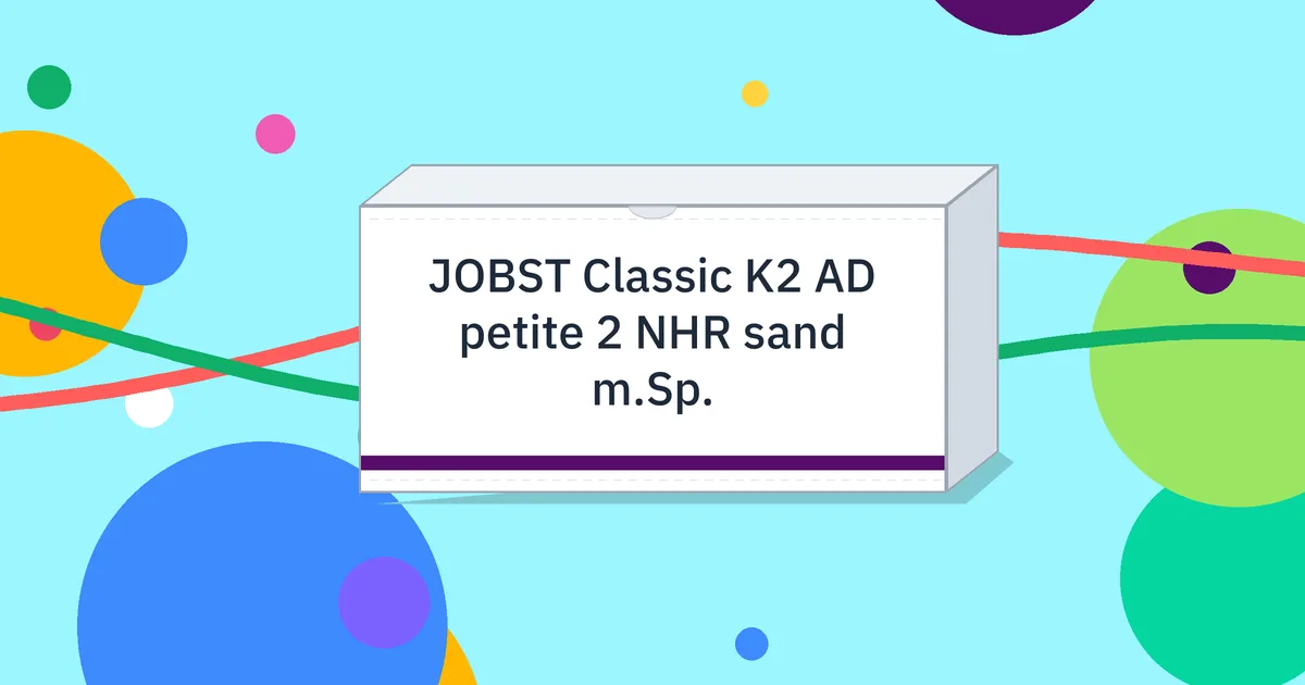 Symbolbild: Packung mit der Aufschrift JOBST Classic K2 AD petite 2 NHR sand m.Sp. (PZN 13061084) – Verfügbarkeit und Bezug in Apotheken in Frankfurt am Main
