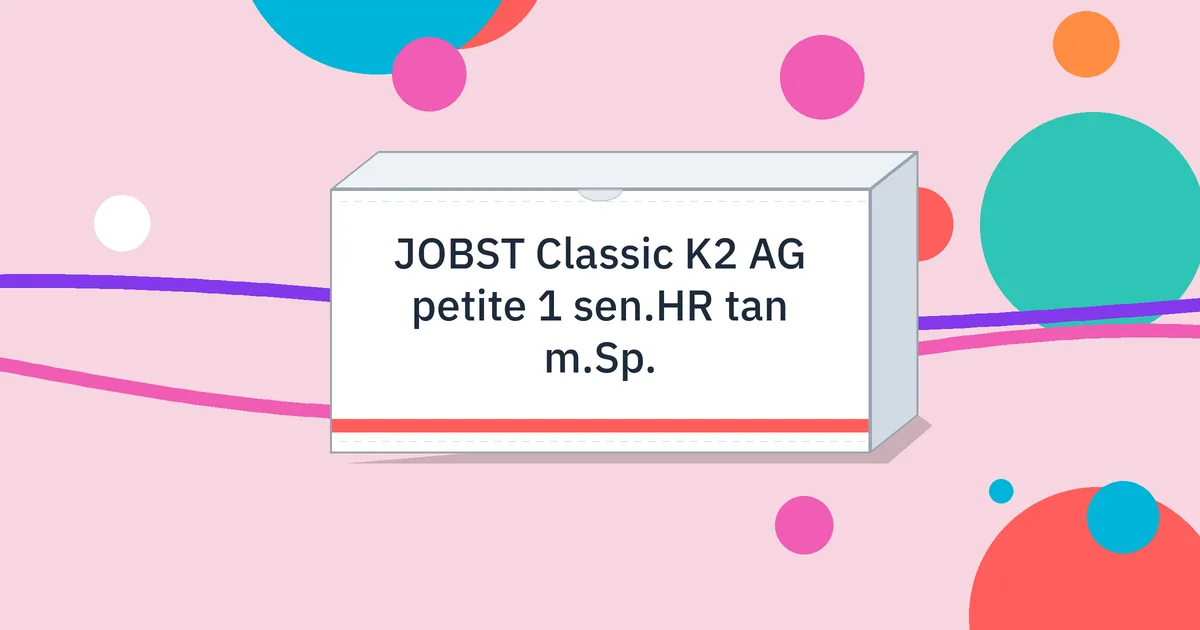 Symbolbild: Packung mit der Aufschrift JOBST Classic K2 AG petite 1 sen.HR tan m.Sp. (PZN 17961459) – Verfügbarkeit und Bezug in Apotheken in Frankfurt am Main