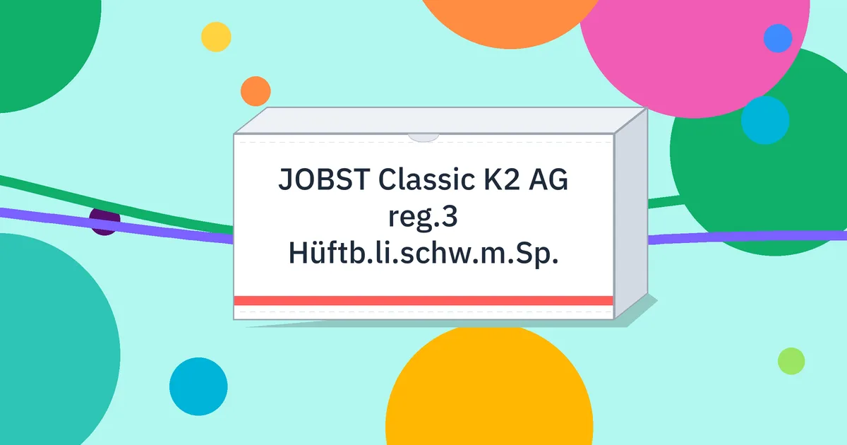 Symbolbild: Packung mit der Aufschrift JOBST Classic K2 AG reg.3 Hüftb.li.schw.m.Sp. (PZN 13159707) – Verfügbarkeit und Bezug in Apotheken in Frankfurt am Main