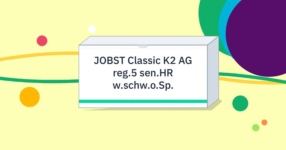 Symbolbild: Packung mit der Aufschrift JOBST Classic K2 AG reg.5 sen.HR w.schw.o.Sp. (PZN 17960684) – Verfügbarkeit und Bezug in Apotheken in Frankfurt am Main