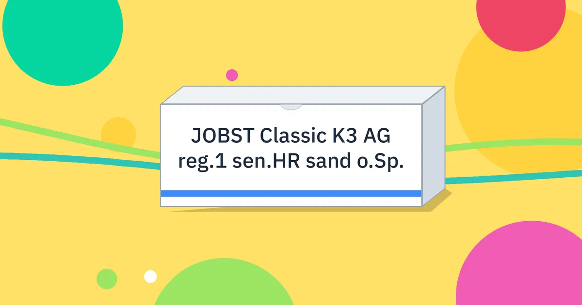 Symbolbild: Packung mit der Aufschrift JOBST Classic K3 AG reg.1 sen.HR sand o.Sp. (PZN 17957133) – Verfügbarkeit und Bezug in Apotheken in Frankfurt am Main