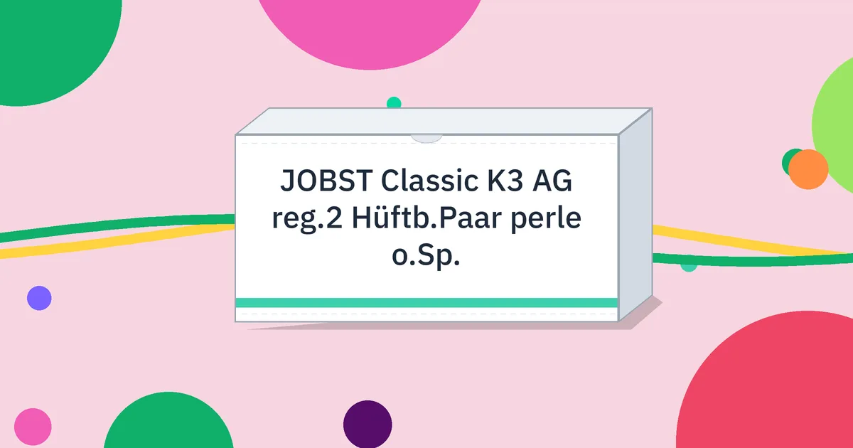 Symbolbild: Packung mit der Aufschrift JOBST Classic K3 AG reg.2 Hüftb.Paar perle o.Sp. (PZN 13075991) – Verfügbarkeit und Bezug in Apotheken in Frankfurt am Main