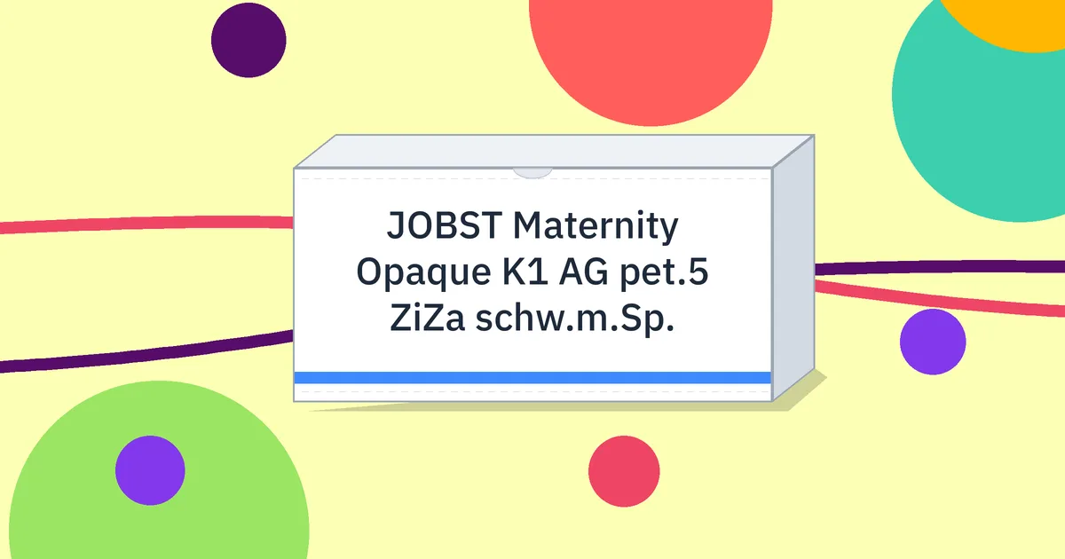 Symbolbild: Packung mit der Aufschrift JOBST Maternity Opaque K1 AG pet.5 ZiZa schw.m.Sp. (PZN 15852631) – Verfügbarkeit und Bezug in Apotheken in Frankfurt am Main