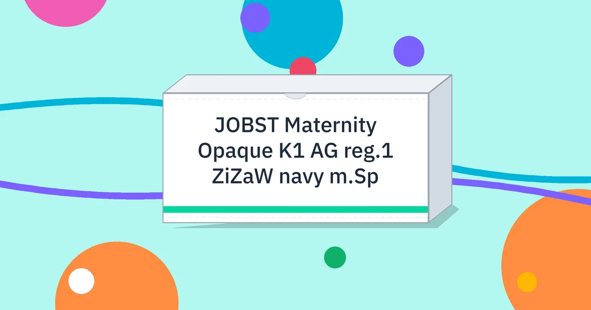 Symbolbild: Packung mit der Aufschrift JOBST Maternity Opaque K1 AG reg.1 ZiZaW navy m.Sp (PZN 15859490) – Verfügbarkeit und Bezug in Apotheken in Frankfurt am Main