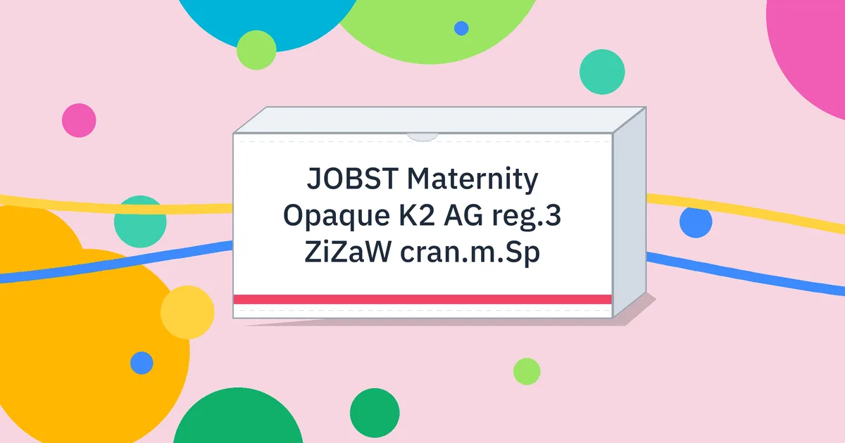 Symbolbild: Packung mit der Aufschrift JOBST Maternity Opaque K2 AG reg.3 ZiZaW cran.m.Sp (PZN 15858326) – Verfügbarkeit und Bezug in Apotheken in Frankfurt am Main