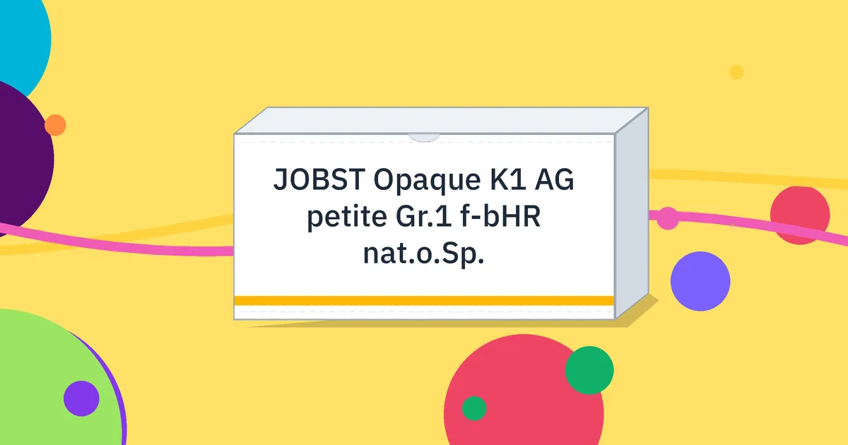 Symbolbild: Packung mit der Aufschrift JOBST Opaque K1 AG petite Gr.1 f-bHR nat.o.Sp. (PZN 13087468) – Verfügbarkeit und Bezug in Apotheken in Frankfurt am Main