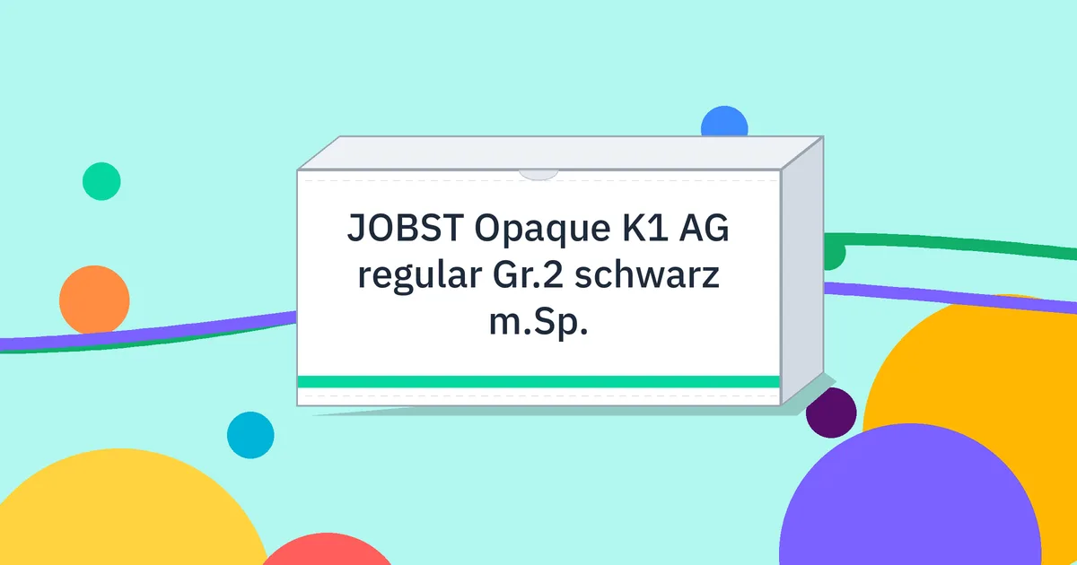 Symbolbild: Packung mit der Aufschrift JOBST Opaque K1 AG regular Gr.2 schwarz m.Sp. (PZN 13094155) – Verfügbarkeit und Bezug in Apotheken in Frankfurt am Main