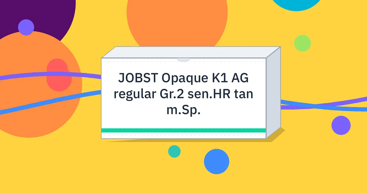 Symbolbild: Packung mit der Aufschrift JOBST Opaque K1 AG regular Gr.2 sen.HR tan m.Sp. (PZN 16266680) – Verfügbarkeit und Bezug in Apotheken in Frankfurt am Main