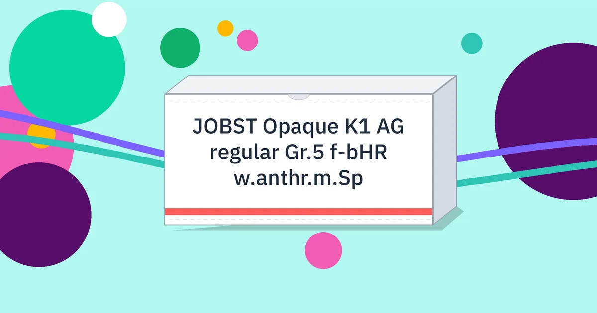 Symbolbild: Packung mit der Aufschrift JOBST Opaque K1 AG regular Gr.5 f-bHR w.anthr.m.Sp (PZN 16268207) – Verfügbarkeit und Bezug in Apotheken in Frankfurt am Main