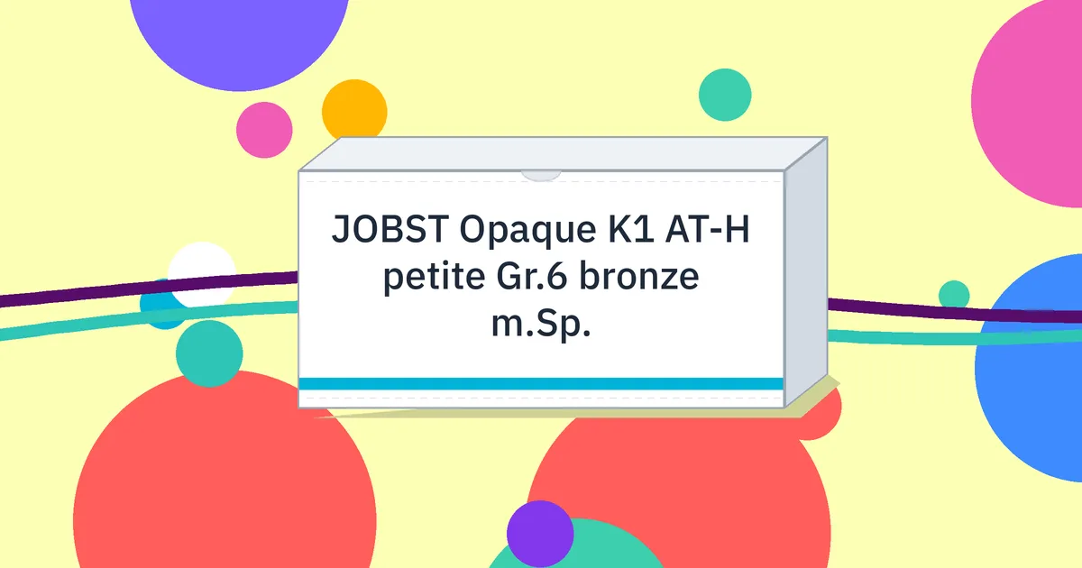 Symbolbild: Packung mit der Aufschrift JOBST Opaque K1 AT-H petite Gr.6 bronze m.Sp. (PZN 13101820) – Verfügbarkeit und Bezug in Apotheken in Frankfurt am Main