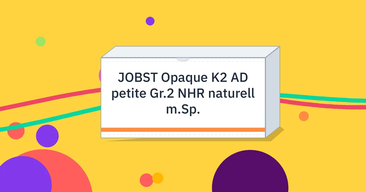 Symbolbild: Packung mit der Aufschrift JOBST Opaque K2 AD petite Gr.2 NHR naturell m.Sp. (PZN 13108940) – Verfügbarkeit und Bezug in Apotheken in Frankfurt am Main