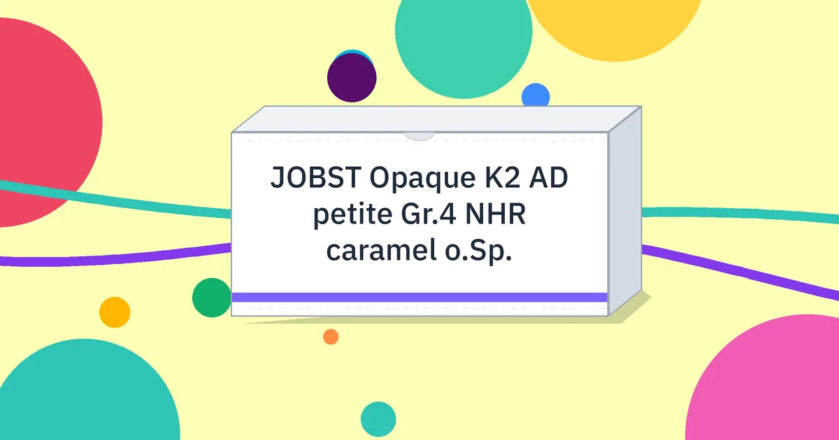 Symbolbild: Packung mit der Aufschrift JOBST Opaque K2 AD petite Gr.4 NHR caramel o.Sp. (PZN 13109690) – Verfügbarkeit und Bezug in Apotheken in Frankfurt am Main