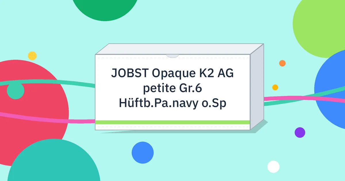 Symbolbild: Packung mit der Aufschrift JOBST Opaque K2 AG petite Gr.6 Hüftb.Pa.navy o.Sp (PZN 13114739) – Verfügbarkeit und Bezug in Apotheken in Frankfurt am Main
