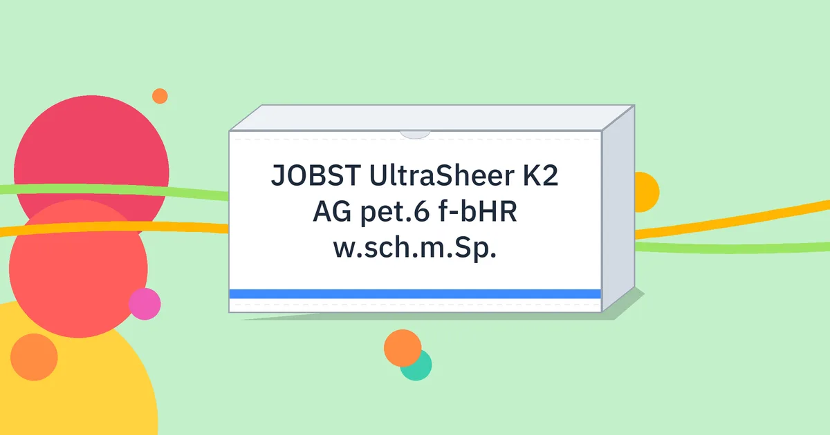 Symbolbild: Packung mit der Aufschrift JOBST UltraSheer K2 AG pet.6 f-bHR w.sch.m.Sp. (PZN 11264038) – Verfügbarkeit und Bezug in Apotheken in Frankfurt am Main