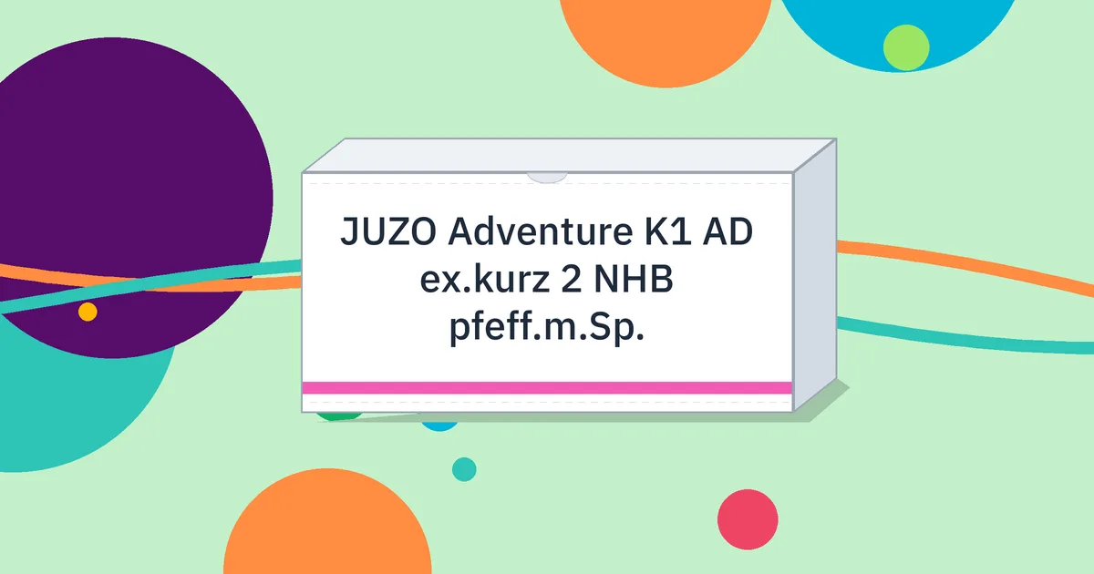 Symbolbild: Packung mit der Aufschrift JUZO Adventure K1 AD ex.kurz 2 NHB pfeff.m.Sp. (PZN 14975515) – Verfügbarkeit und Bezug in Apotheken in Frankfurt am Main