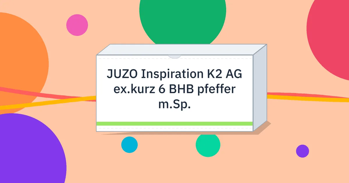 Symbolbild: Packung mit der Aufschrift JUZO Inspiration K2 AG ex.kurz 6 BHB pfeffer m.Sp. (PZN 14835317) – Verfügbarkeit und Bezug in Apotheken in Frankfurt am Main