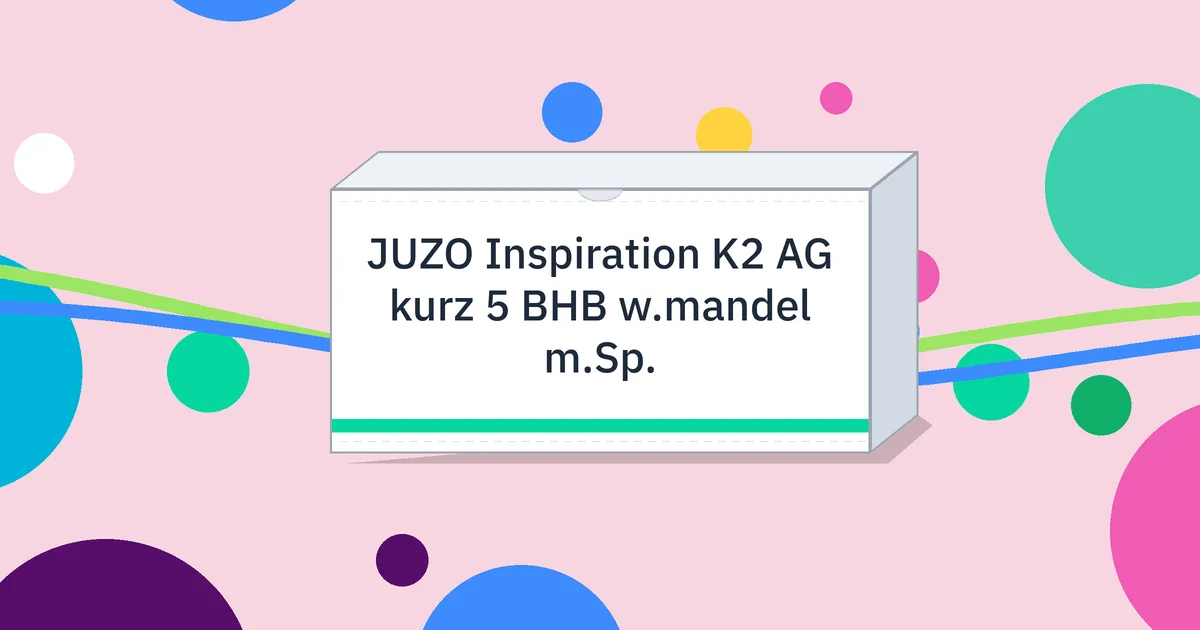 Symbolbild: Packung mit der Aufschrift JUZO Inspiration K2 AG kurz 5 BHB w.mandel m.Sp. (PZN 14850185) – Verfügbarkeit und Bezug in Apotheken in Frankfurt am Main