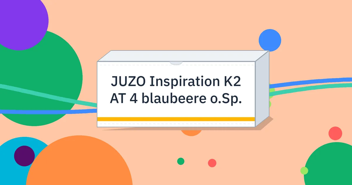 Symbolbild: Packung mit der Aufschrift JUZO Inspiration K2 AT 4 blaubeere o.Sp. (PZN 14926735) – Verfügbarkeit und Bezug in Apotheken in Frankfurt am Main