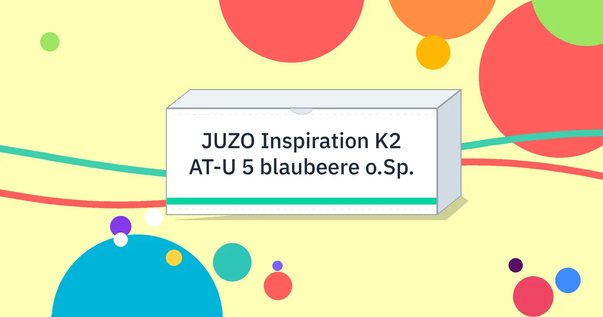 Symbolbild: Packung mit der Aufschrift JUZO Inspiration K2 AT-U 5 blaubeere o.Sp. (PZN 14928125) – Verfügbarkeit und Bezug in Apotheken in Frankfurt am Main